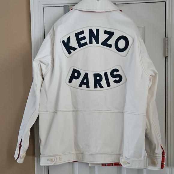 Kenzo | Jackets & Coats | Kenzo White Jacket With Colorful Patches ...